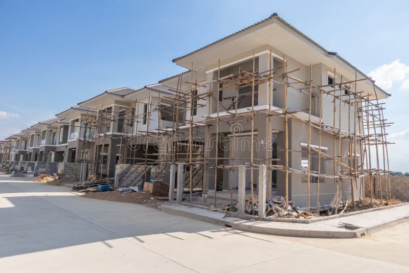 Construction Residential New House in Progress at Building Site Housing ...