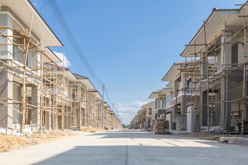 Construction Residential New House in Progress at Building Site Housing ...
