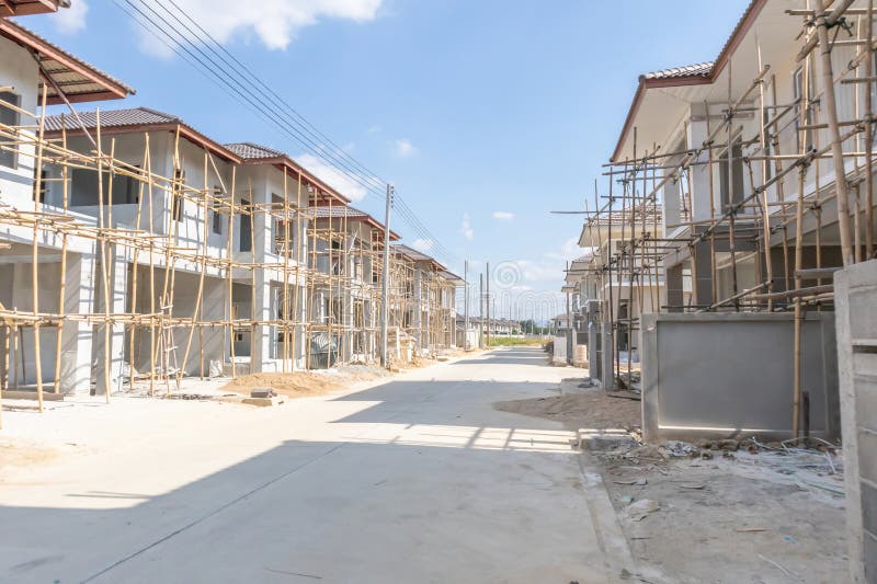 Construction Residential New House in Progress at Building Site Housing ...