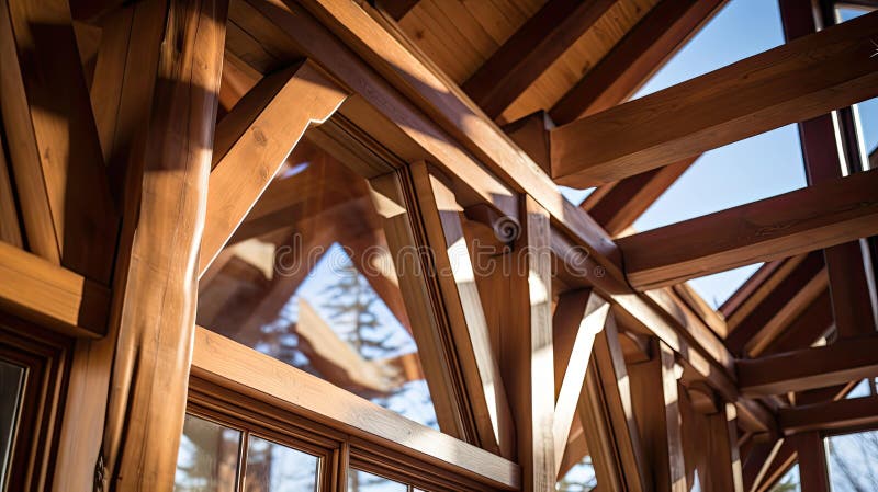 Construction Residential Timber Frame Stock Illustration - Illustration ...