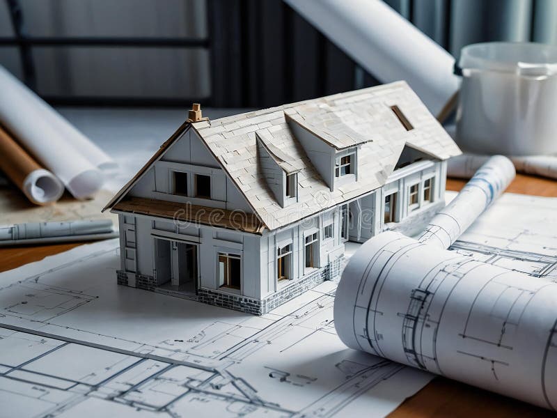 Construction Results on the Blue Print of House Plan Real-estate ...