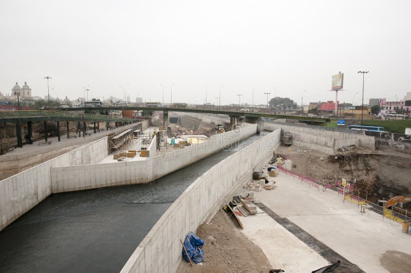 Construction in Rimac River - Lima - Peru Stock Photo - Image of ...