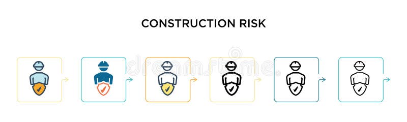 Construction Risk Vector Icon in 6 Different Modern Styles. Black, Two ...