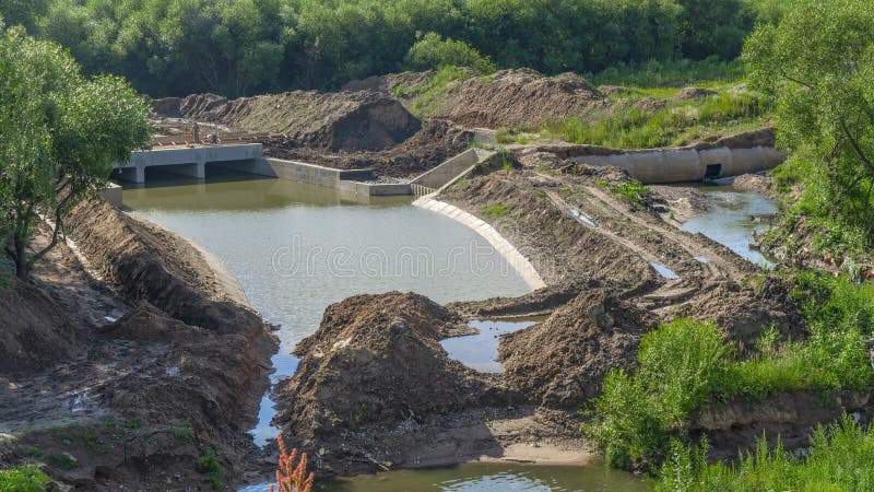 Construction of the River Drains. Construction Drains To Prevent ...
