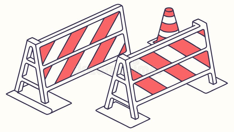 Construction Road Barriers, Safety and Work Ahead, Vector Design ...