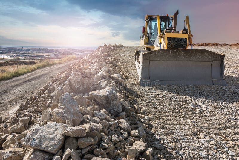 Construction of a Road. Earth Movement Stock Image - Image of loader ...