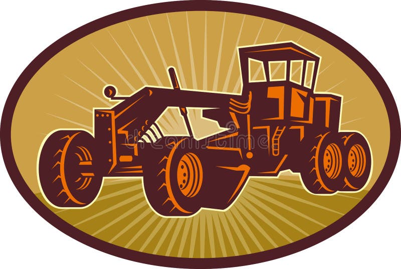 Construction Road Motor Grader Stock Illustration - Illustration of ...