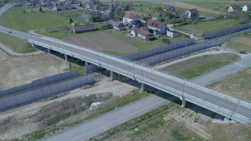 Construction of a Road Overpass Above the Railway Stock Video - Video ...