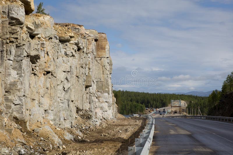 Construction of the Road through the Rock Stock Image - Image of rubble ...