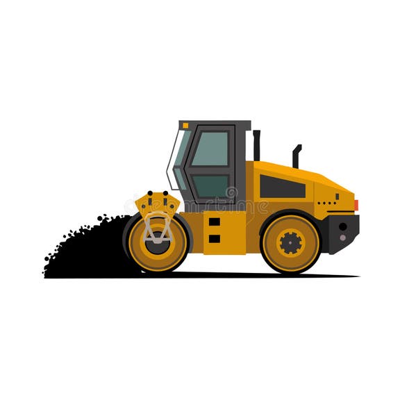 Construction Road Roller Vector Illustration for Infrastructure Projects Stock Image ...