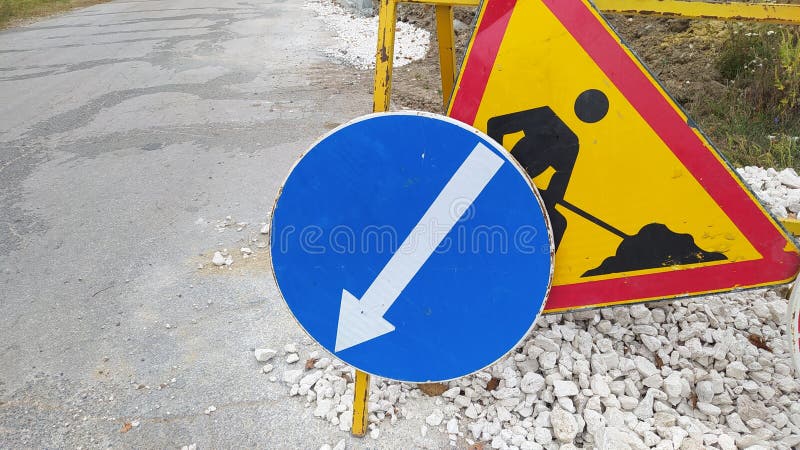 This is a Construction Road Sign that Clearly Indicates the Direction ...