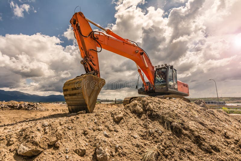 Construction of a Road. Earth Movement Stock Photo - Image of digger ...