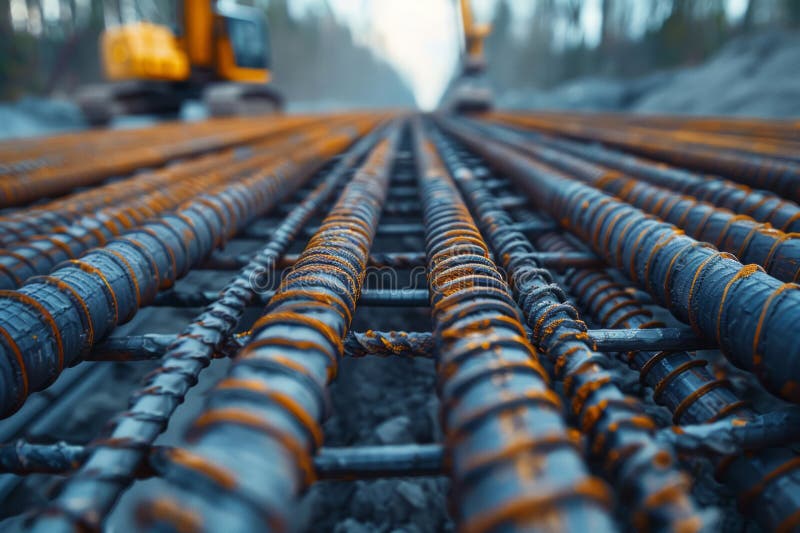 Construction of a Road with Steel Rods Stock Image - Image of site ...