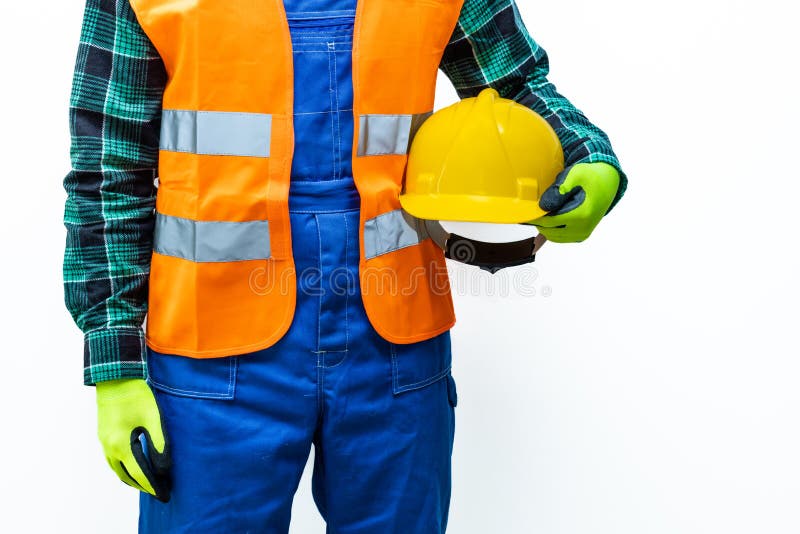Construction or Road Worker Wearing a High-visibility Vest with a ...