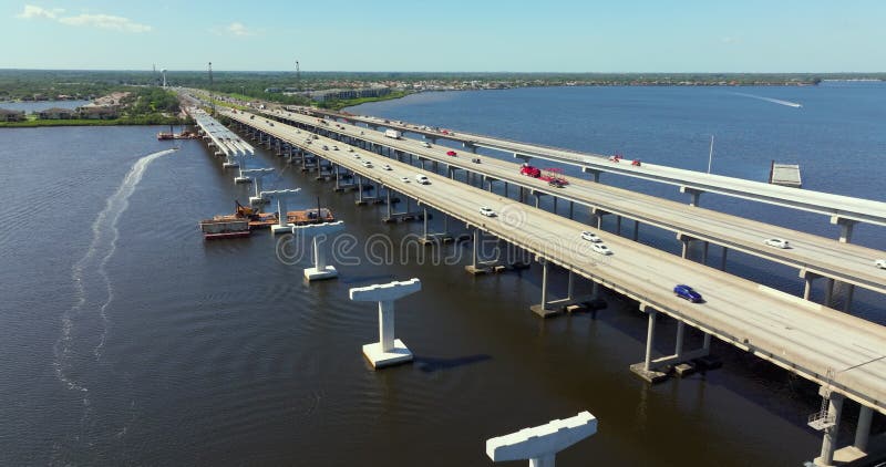 Construction Roadworks of New Highway Bridge in Ellenton, Florida ...