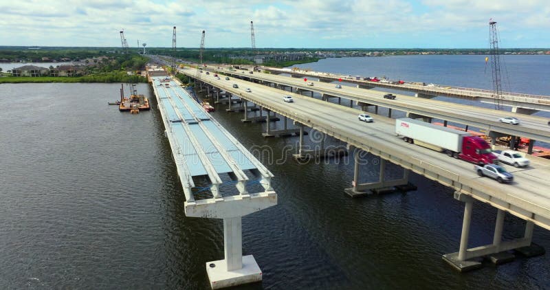 Construction Roadworks of New Highway Bridge in Ellenton, Florida ...