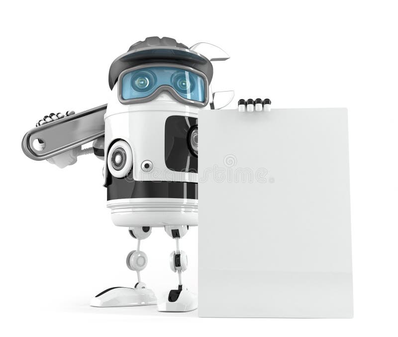 Robot with blank paper stock illustration. Illustration of blank ...