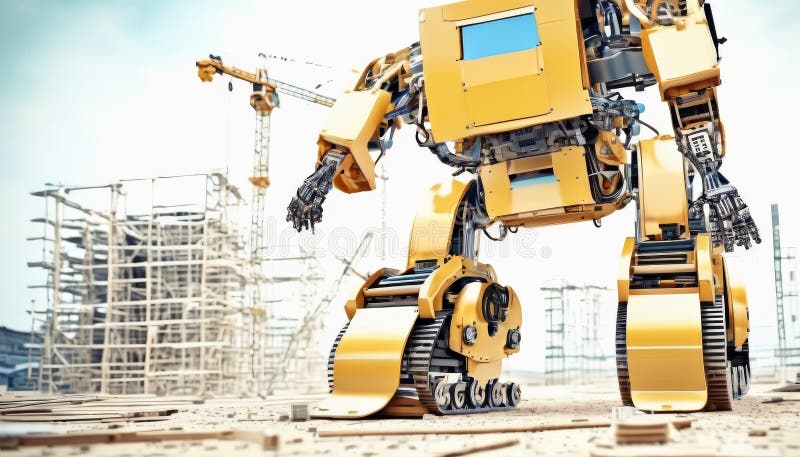 Construction Robot on Industrial Site Stock Image - Image of project ...