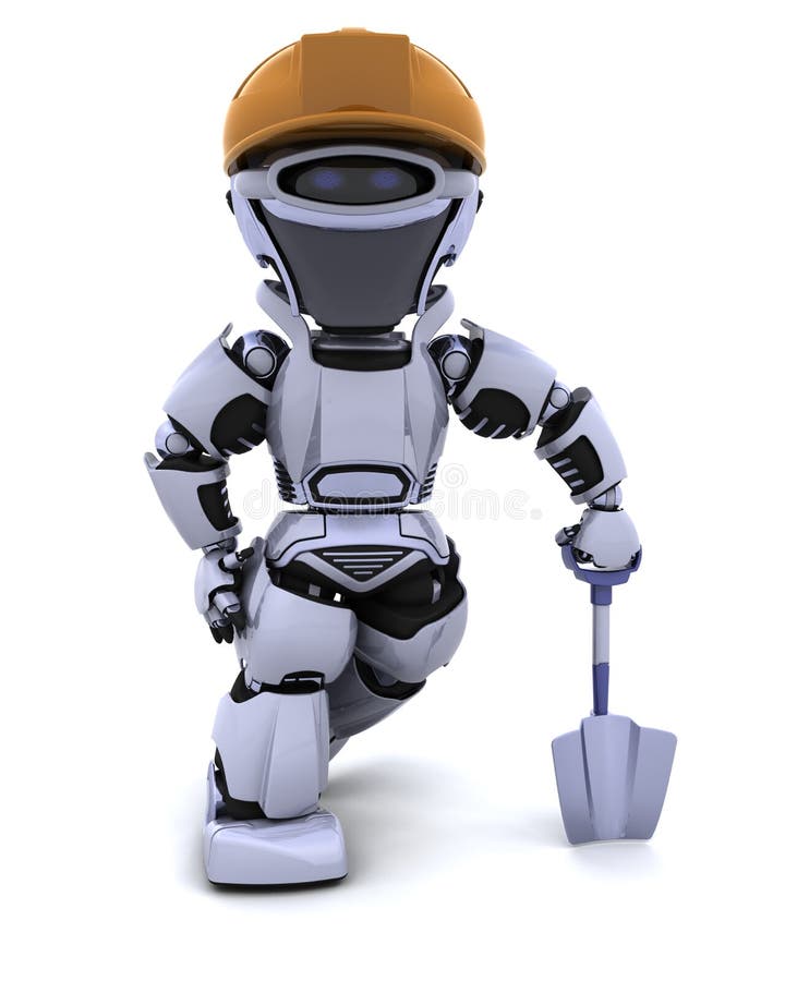 Robot with Plastering Tools [hawk and Trowel] Stock Illustration ...