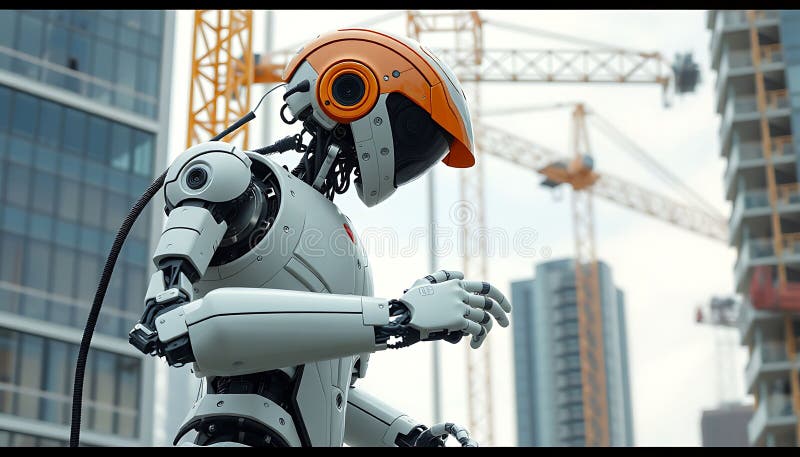 Construction Robot Worker, Futuristic Builder, Industrial Automation ...