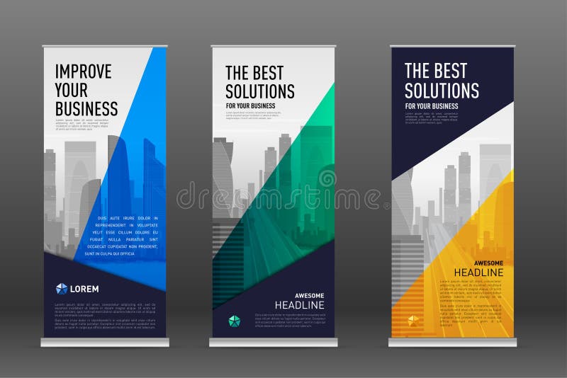 Construction Roll Up Banner Design Templates Set Stock Illustration ...