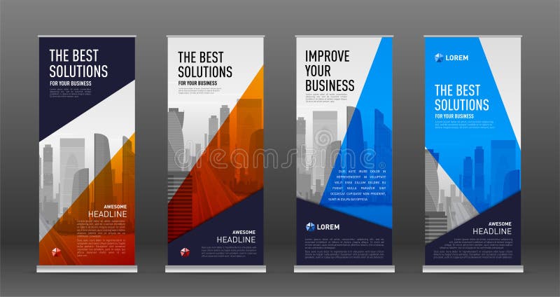 Construction Roll Up Banner Design Templates Set Stock Vector ...