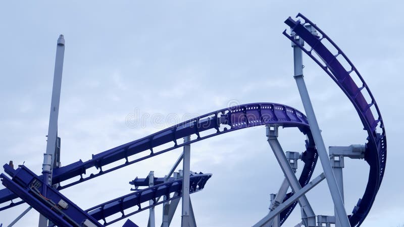Construction of a Roller Coaster Ride in an Amusement Park. Stock ...