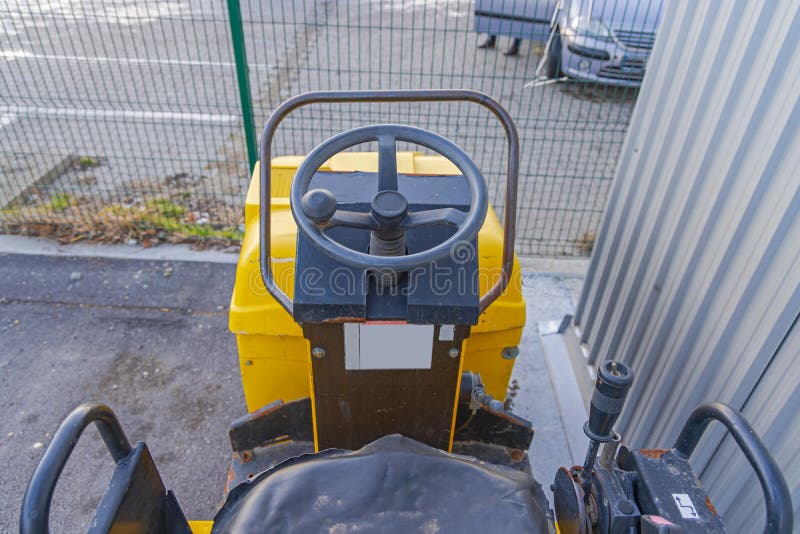 Construction Roller Driver View Stock Image - Image of seat, wheel ...