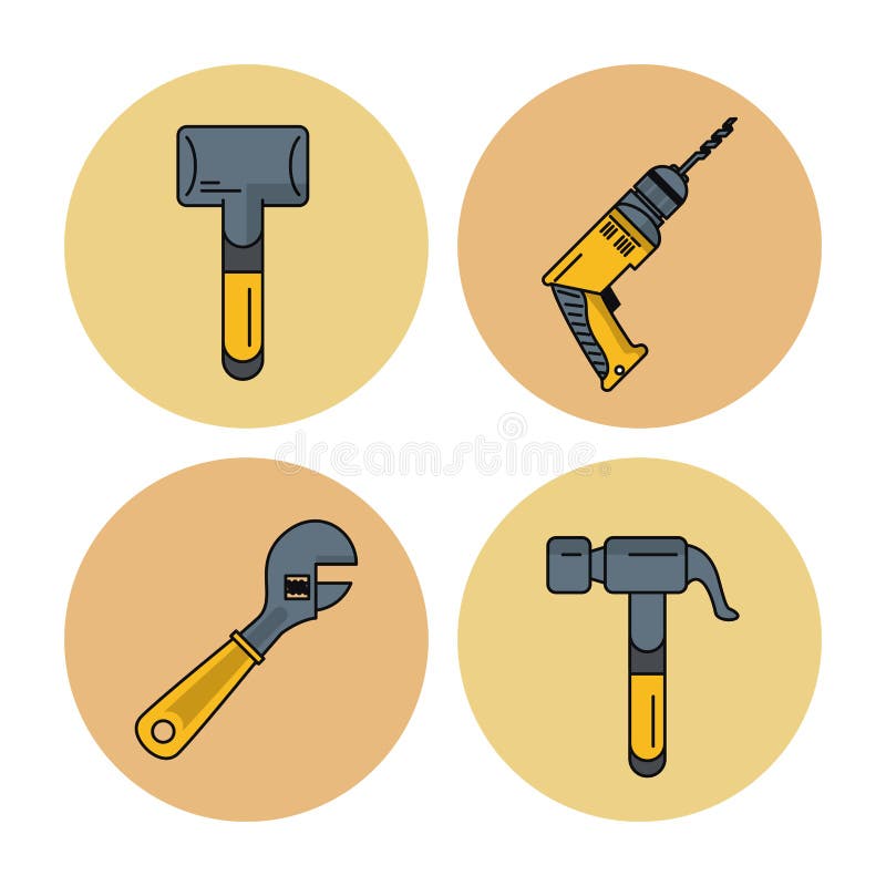 Construction round icons stock vector. Illustration of plumbing - 110168347