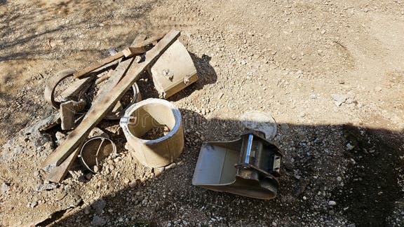 Construction Rubble: Concrete Debris, Tools and Materials Stock Photo ...