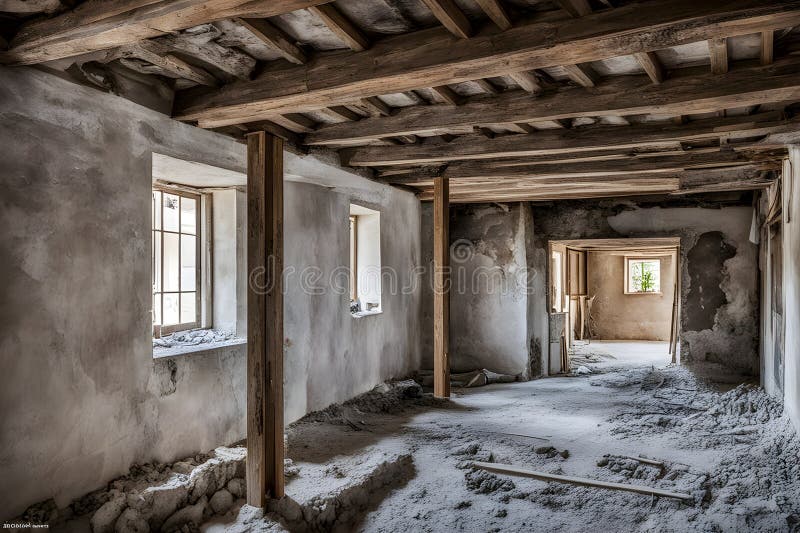 Construction Rubble in a House Under Renovation Stock Illustration ...