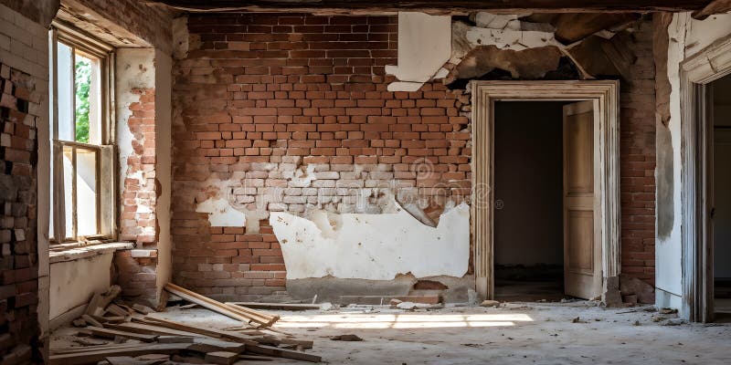 Construction Rubble in a House Under Renovation Stock Illustration ...