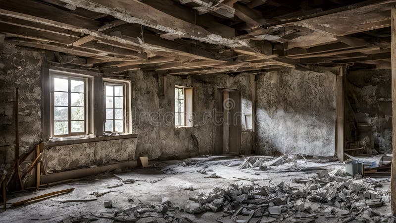 Construction Rubble in a House Under Renovation Stock Illustration ...