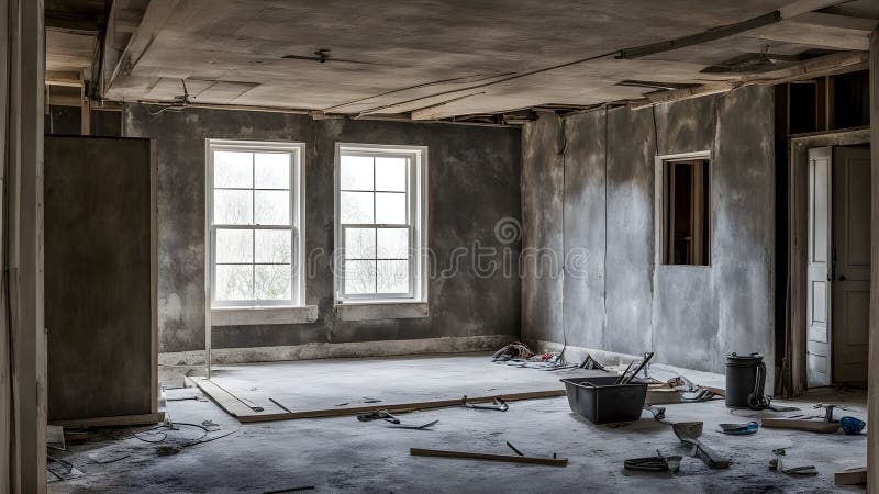 Construction Rubble in a House Under Renovation Stock Illustration ...