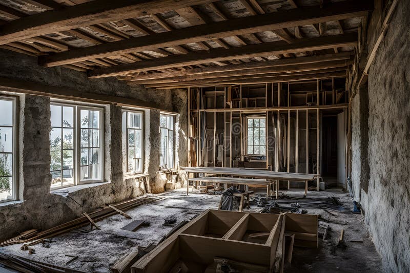 Construction Rubble in a House Under Renovation Stock Illustration ...