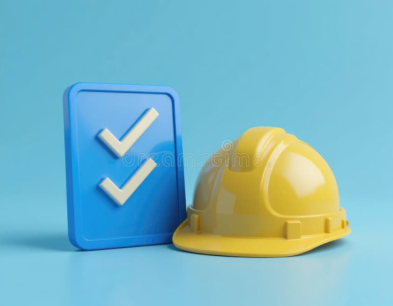 Construction Safety Checklist with Hard Hat Indicates Project Complete ...