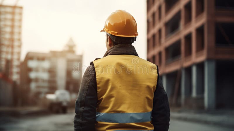 Construction Safety First, Worker with Hard Hat Stock Illustration ...