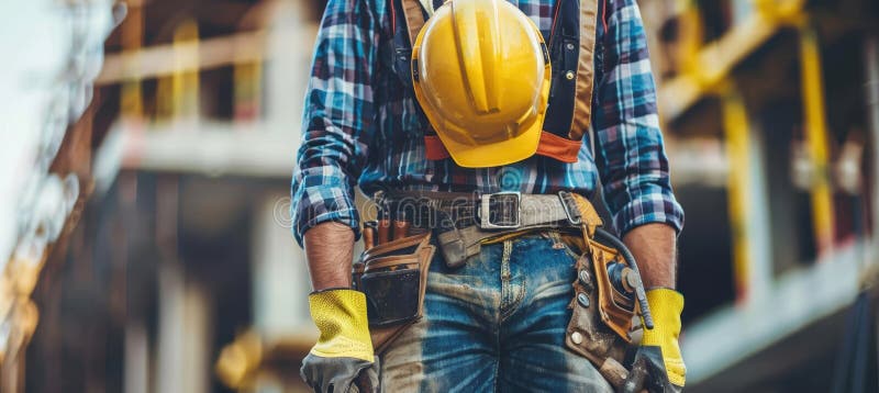 Construction Safety and Precision: Worker Demonstrating Proper ...