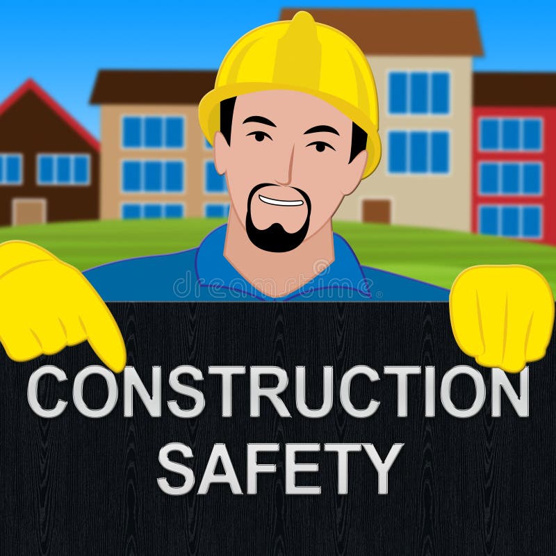 Construction Safety Showing Building Caution 3d Illustration Stock ...