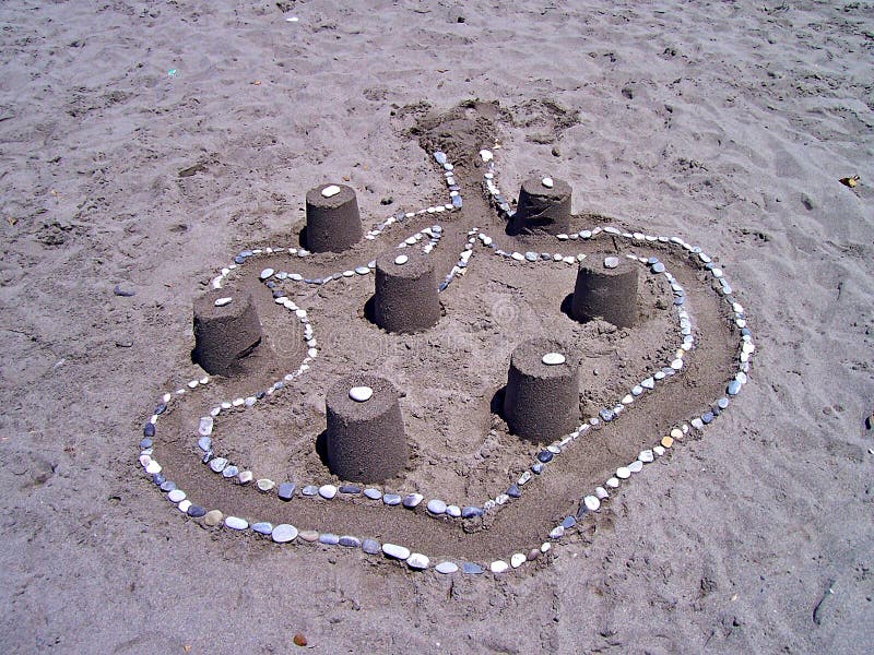 Construction in the Sand on the Beach Stock Photo - Image of ...