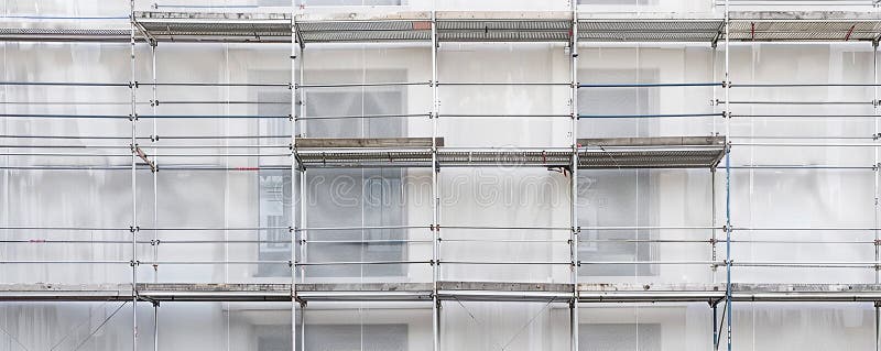 Construction Scaffolding Against Sunrise, House Development Building ...