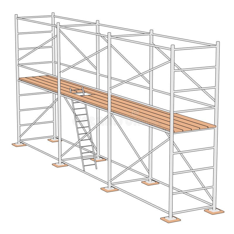 Cartoon Man with Scaffolding Stock Illustration - Illustration of ...