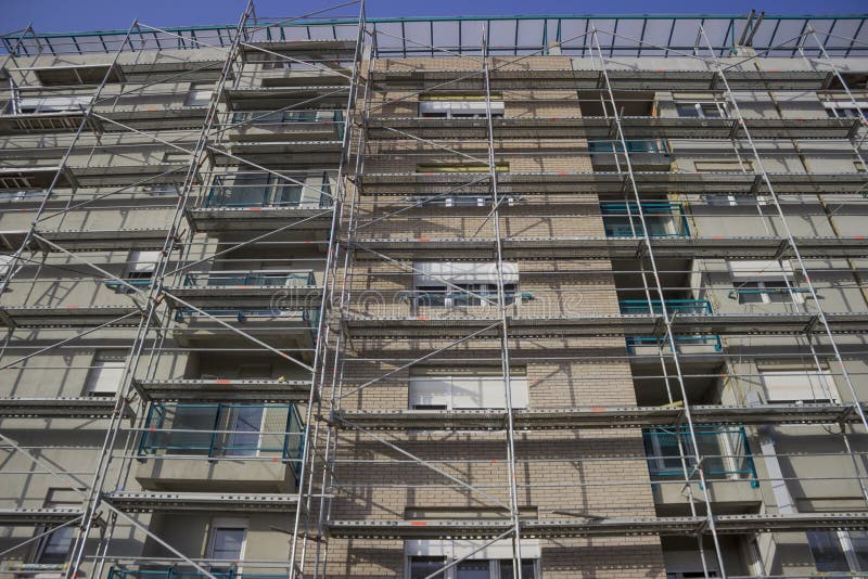 Construction Scaffolding At Construction Site 2 Stock Image - Image of ...