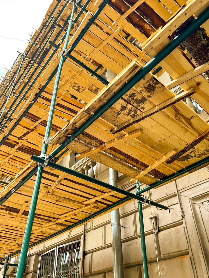 Construction Scaffolding, View from the Ground Stock Image - Image of ...
