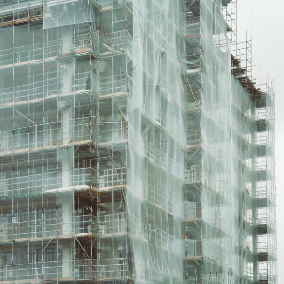 Construction Scaffolding White Mesh Stock Image - Image of building ...