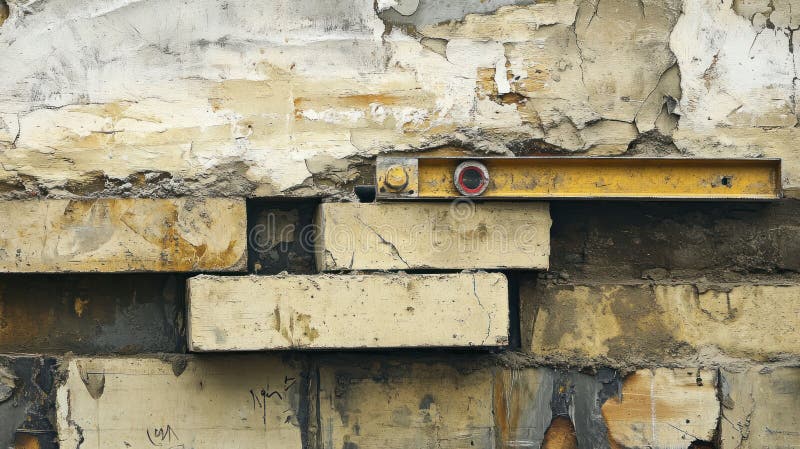 Construction Scene with a Level and Concrete Blocks Stock Illustration ...