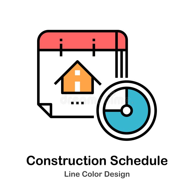 Construction Schedule Line Color Icon Stock Vector - Illustration of ...
