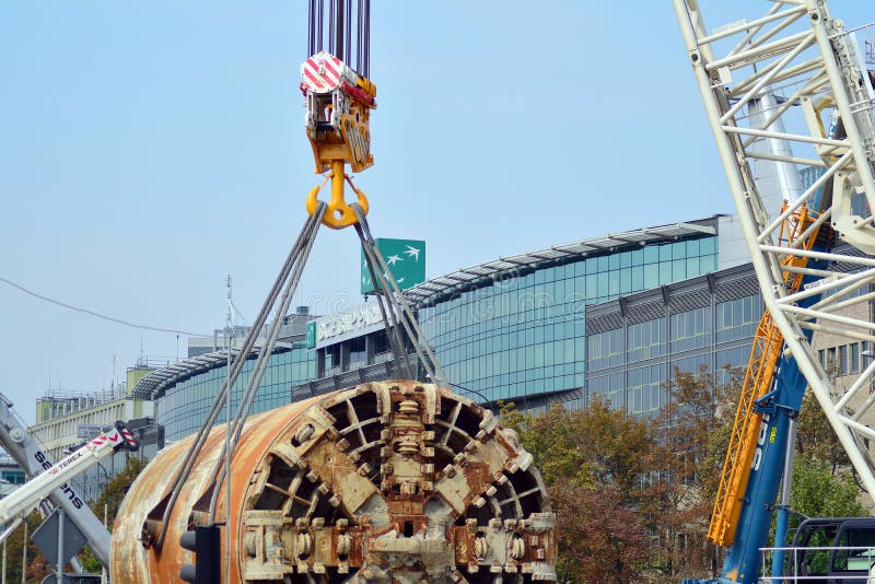 Construction of the Second Metro Line. Tunnel Boring Machine at Subway ...