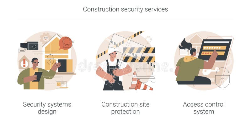 Construction Security Services Abstract Concept Vector Illustrations ...