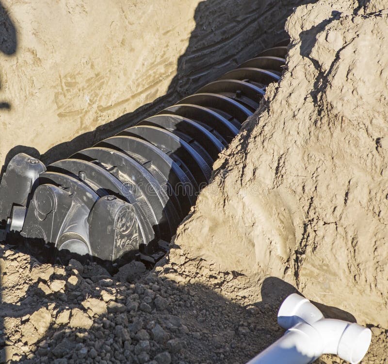Construction Residential Septic System Chambers Stock Image - Image of ...